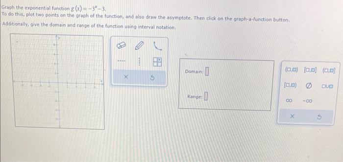 Solved Graph the exponential function g(x)=−3x−3. To do | Chegg.com