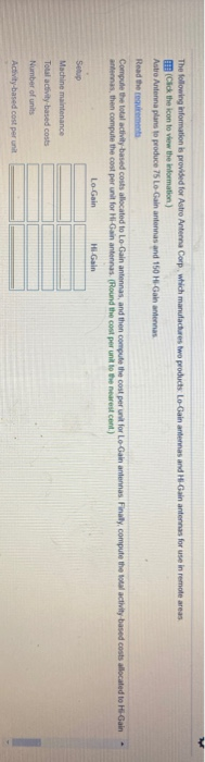 Solved i Data Table X Activity Setup Cost Allocation Base | Chegg.com