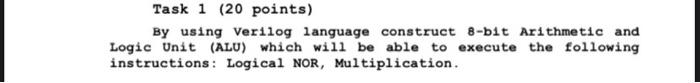 Solved Task 1 (20 points) By using Verilog language | Chegg.com