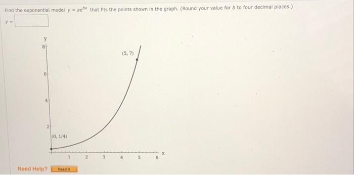 Solved Find the exponential model y = aebx that fits the | Chegg.com