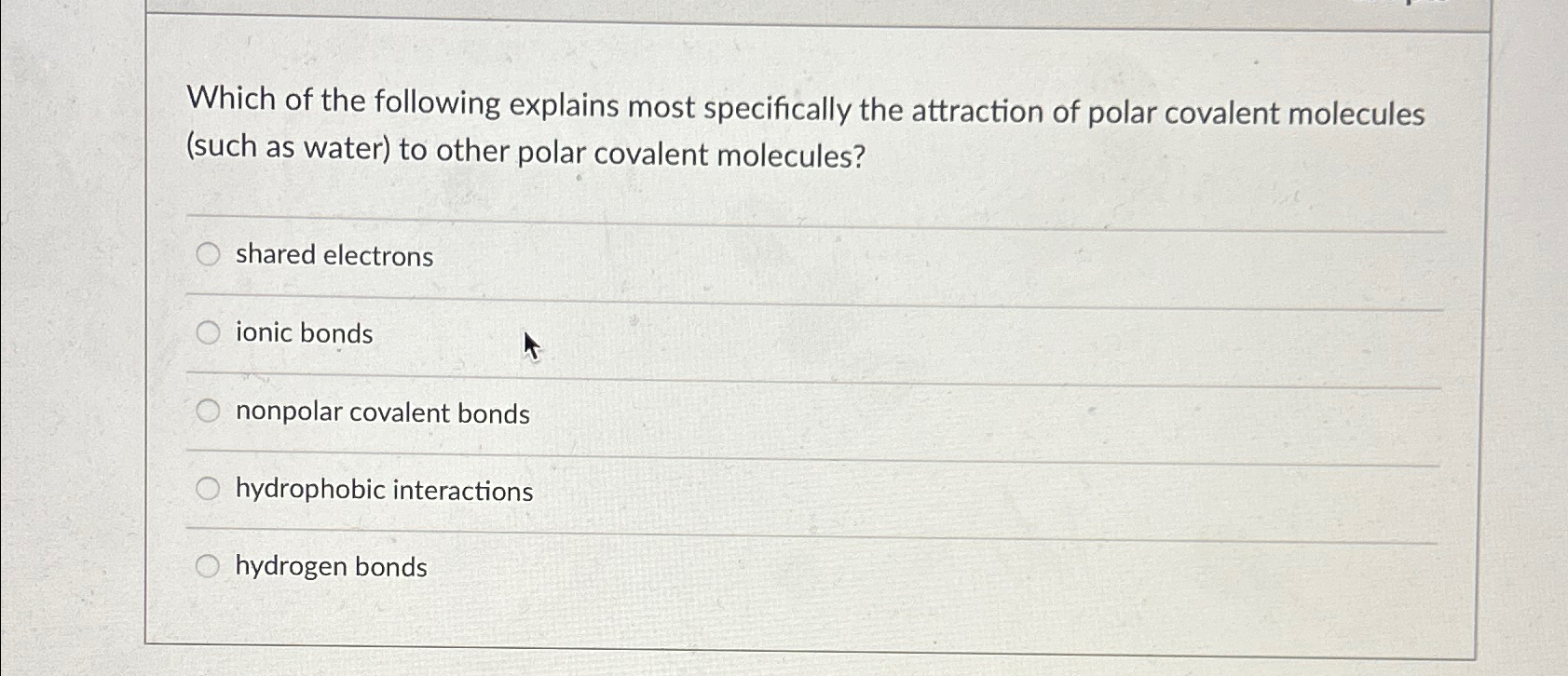 Solved Which of the following explains most specifically the | Chegg.com
