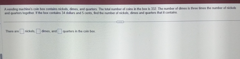 Solved A vending machine's coin box contains nickels, dimes, | Chegg.com