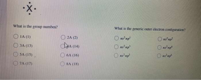 Solved Identify the group number and generic outer electron | Chegg.com
