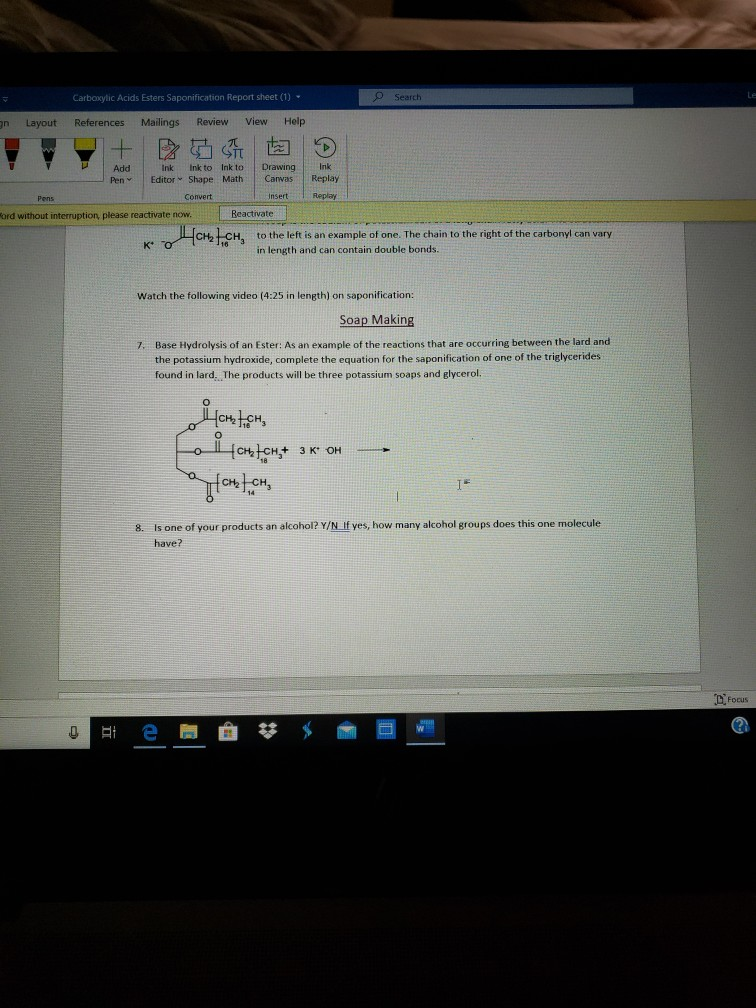 Solved Carboxylic Acids Esters Saponification Report sheet | Chegg.com