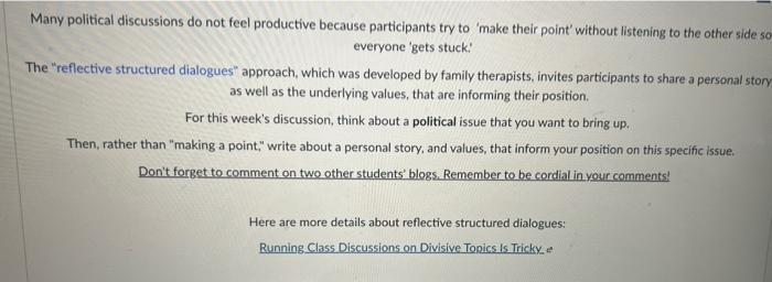 Many political discussions do not feel productive | Chegg.com