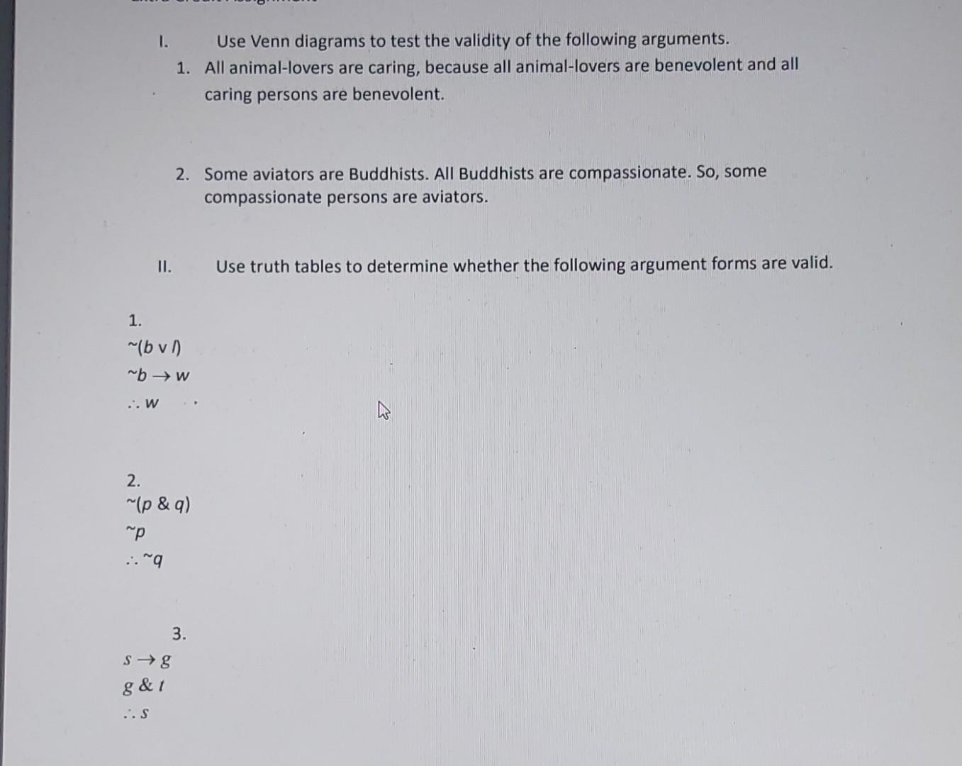 Test The Following Arguments For Validity Through Venn Diagr