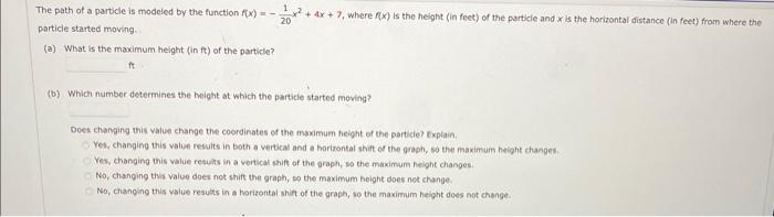 Solved The path of a particle is modeied by the function | Chegg.com