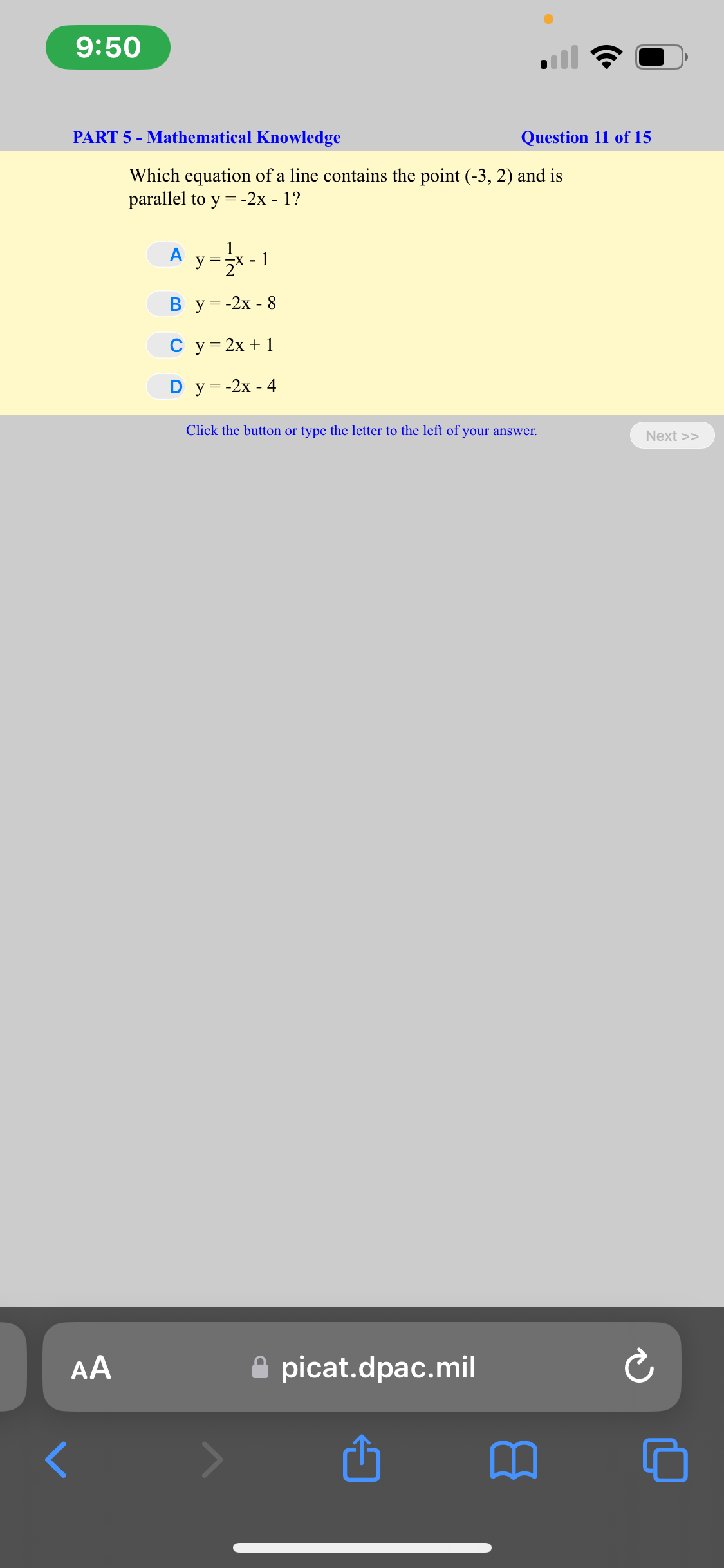 Solved - ﻿Mathematical KnowledgeQuestion of 15Which equation | Chegg.com