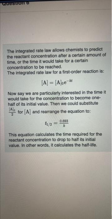Solved The integrated rate law allows chemists to predict | Chegg.com
