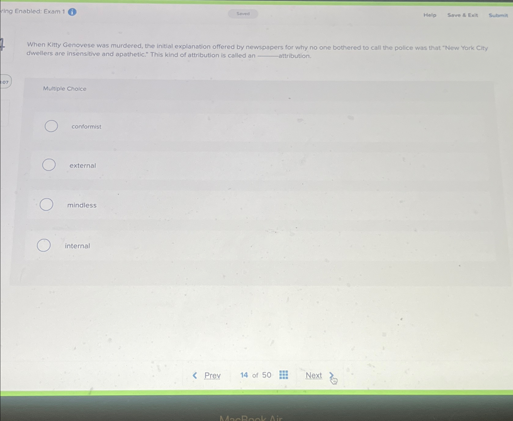 Solved ring Enabled: Exam 1 (i)HelpSave & ExitSubmitWhen | Chegg.com