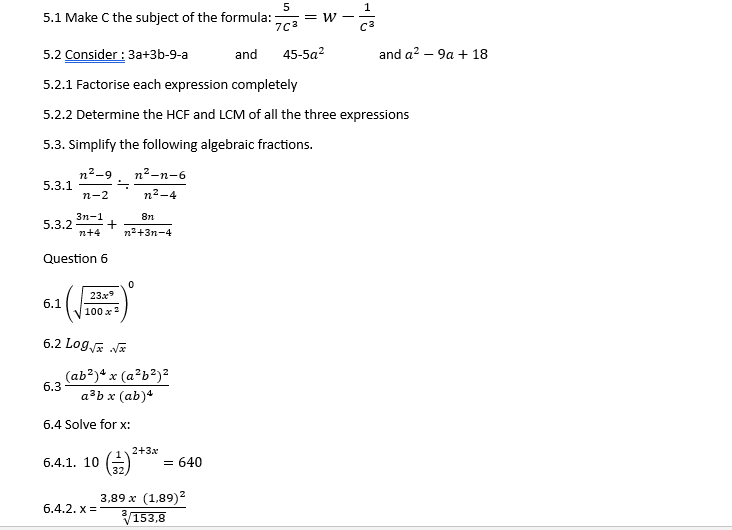 Solved Question 55.1 ﻿Make C the subject of the formula: | Chegg.com