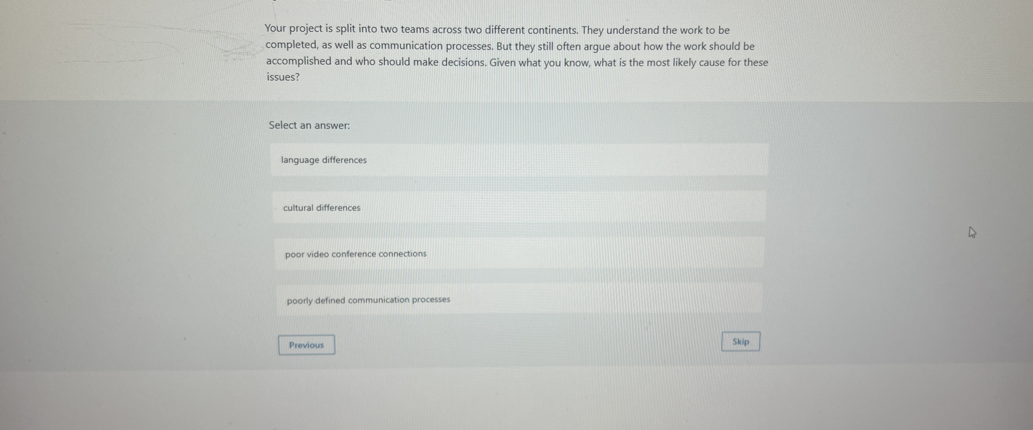 Solved Your project is split into two teams across two | Chegg.com