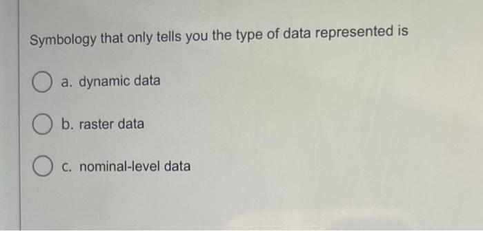 Solved Symbology that only tells you the type of data | Chegg.com