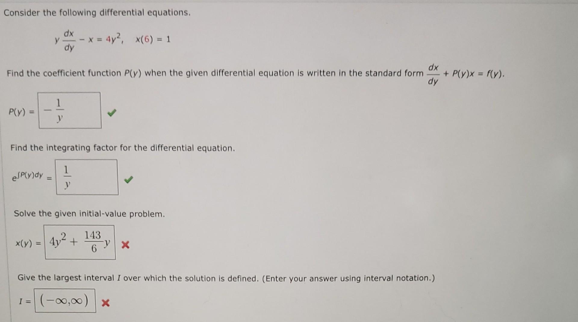 Solved Consider the following differential equations. | Chegg.com