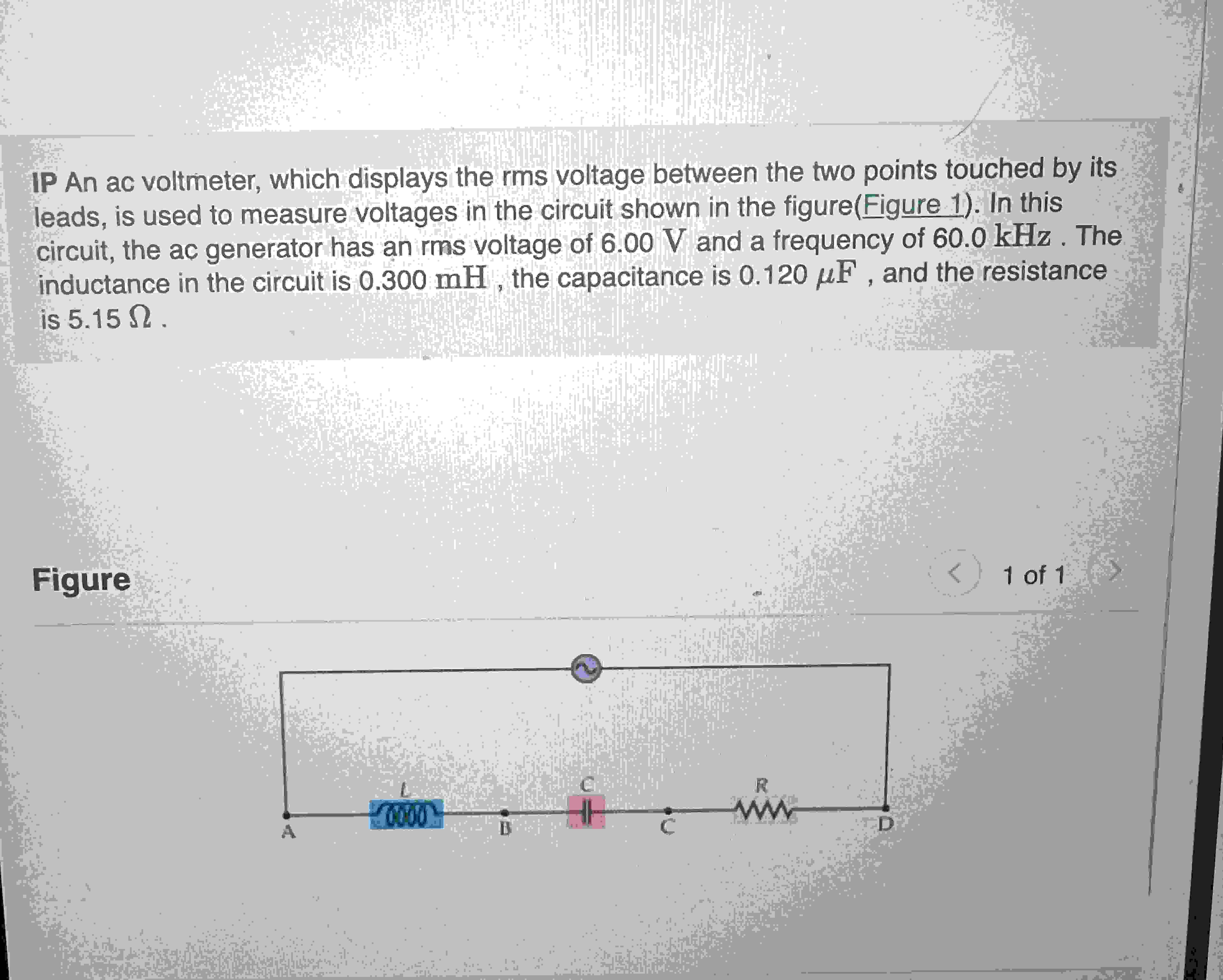 Solved An ac voltmeter, which displays the rms voltage | Chegg.com