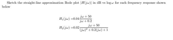 Solved Sketch the straight-line approximation Bode plot (jw) | Chegg.com