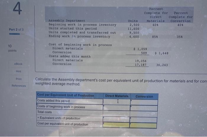 Solved Calculate the Assembly department's cost per | Chegg.com