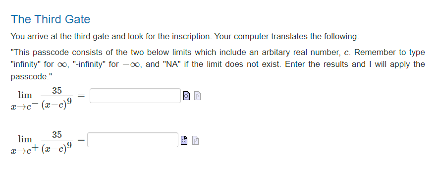 Solved The Third GateYou arrive at the third gate and look | Chegg.com