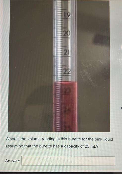Solved 19 20 2 22 What is the volume reading in this burette | Chegg.com