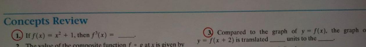Solved Concepts Review (3. Compared to the graph of y=f(x). | Chegg.com