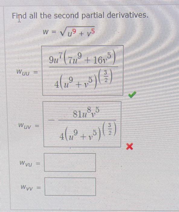 Solved Find all the second partial derivatives. | Chegg.com