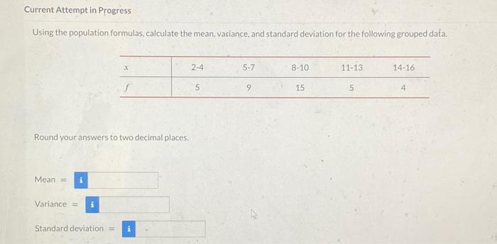 Solved Using the population formulas, calculate the mean, | Chegg.com