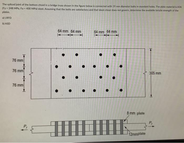 Solved The spliced joint of the bottom chord in a bridge | Chegg.com