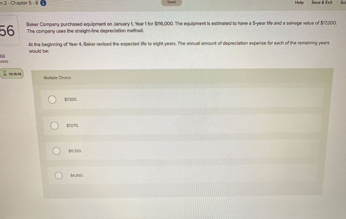 Solved m2 - Chapter 5-8 Seved Help Save & Exit Sul 56 Baker | Chegg.com
