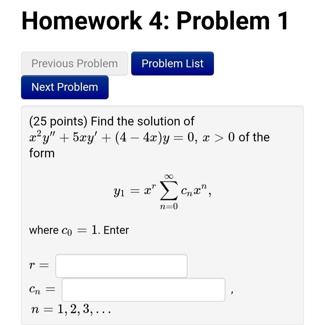 Solved Homework 4: Problem 1 Previous Problem Problem List | Chegg.com