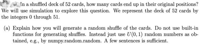 Solved In a shuffled deck of 52 cards, how many cards end up | Chegg.com