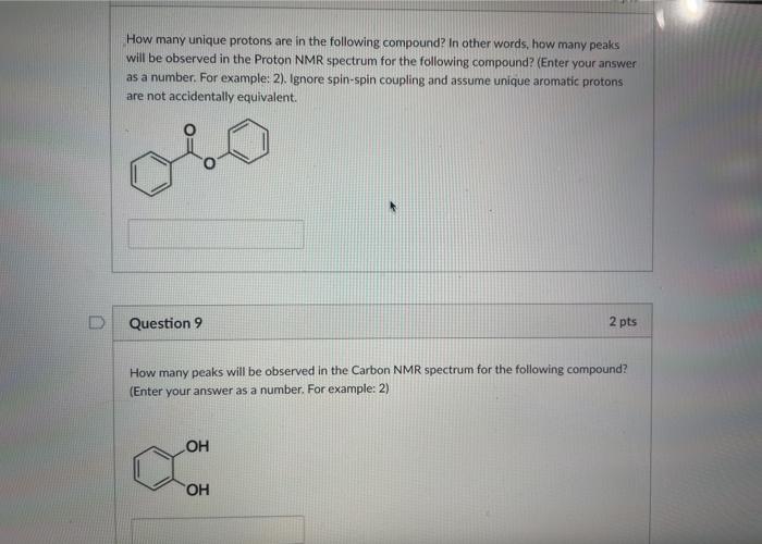 Solved How many unique protons are in the following | Chegg.com