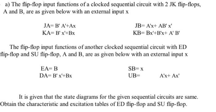 Solved a) The flip-flop input functions of a clocked | Chegg.com