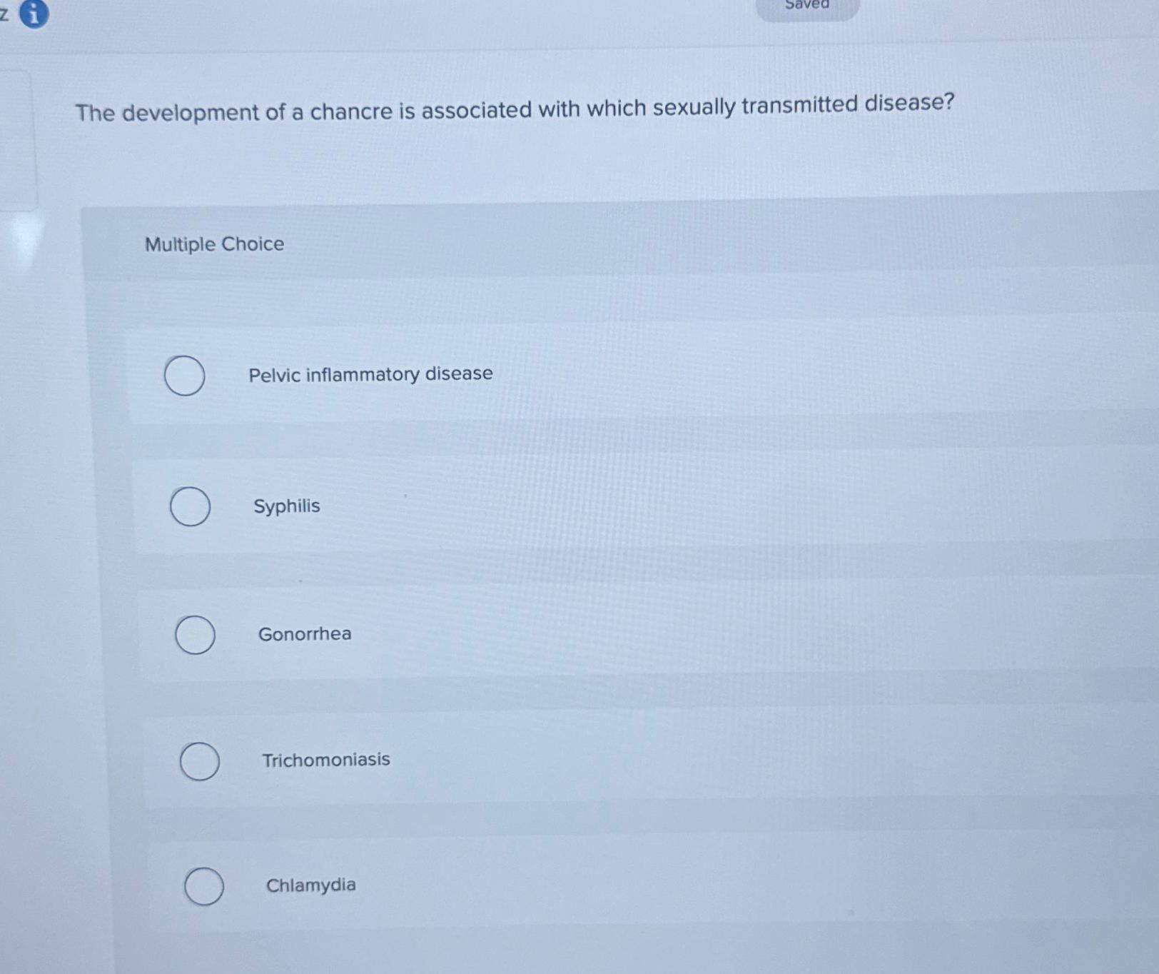 Solved The development of a chancre is associated with which | Chegg.com