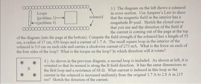 Solved 3.) The diagram on the left shows a solenoid in cross | Chegg.com