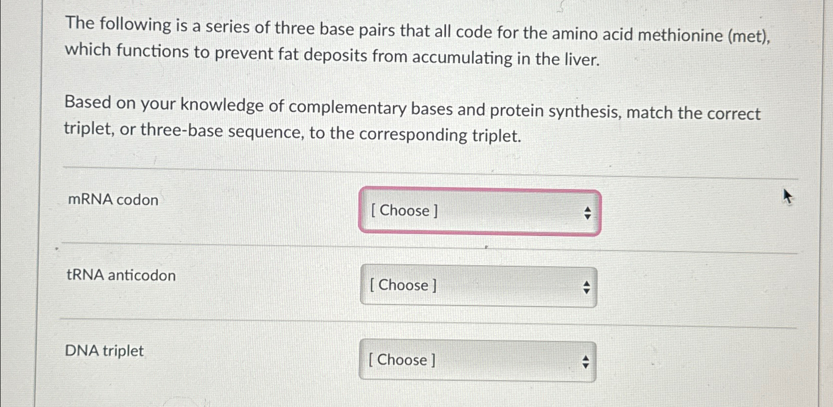 Solved The following is a series of three base pairs that | Chegg.com