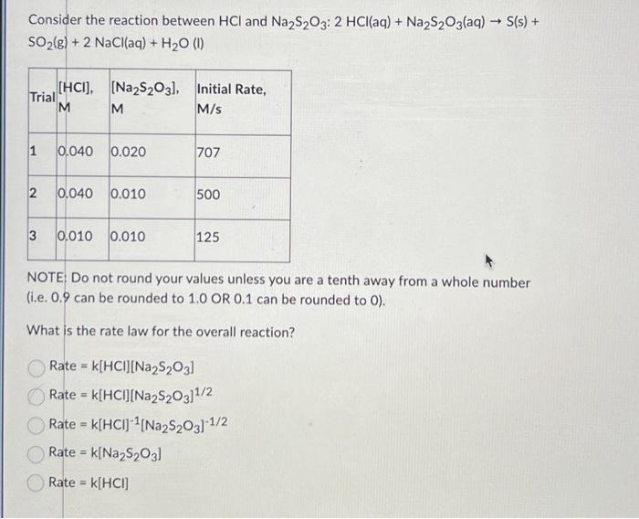 Solved Consider the reaction between HCl and Na2 | Chegg.com