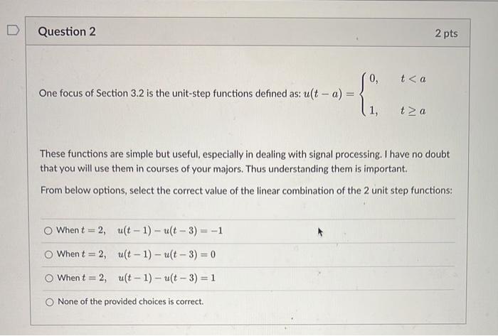Solved One focus of Section 3.2 is the unit-step functions | Chegg.com
