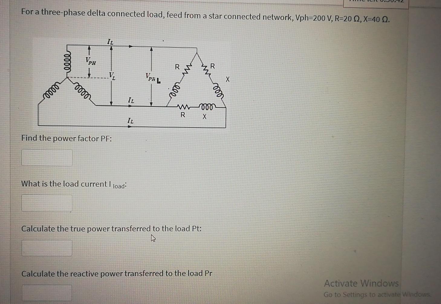 Solved For a three-phase delta connected load, feed from a | Chegg.com
