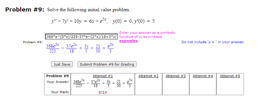 Solved Problem #9: Solve the following initial value | Chegg.com