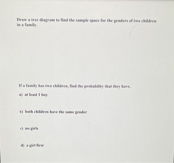 Solved Draw a tree diagram to find the sample space for the | Chegg.com