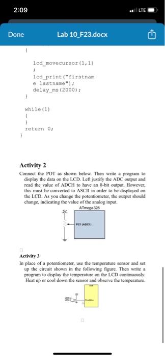 Activity 1 Connect the LCD to your Arduino as shown | Chegg.com
