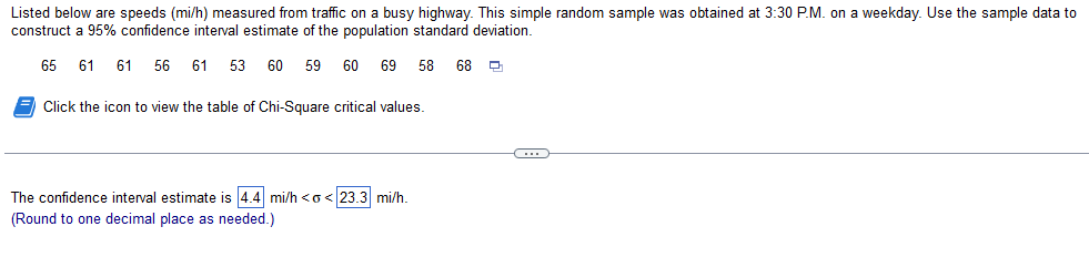 Solved Listed below are speeds (mih) ﻿measured from traffic | Chegg.com
