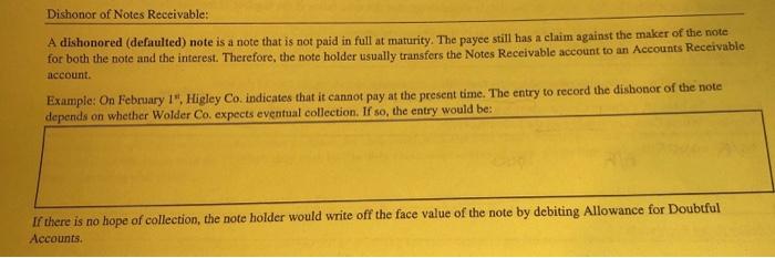 Solved Dishonor of Notes Receivable: A dishonored | Chegg.com