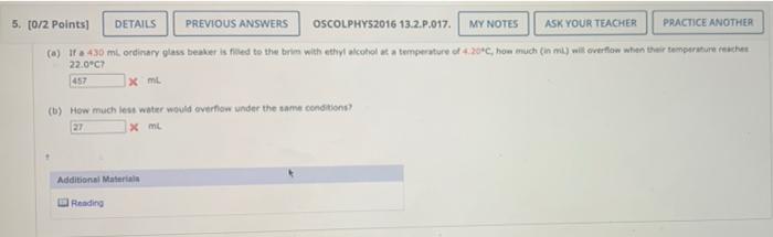 Solved 5 10 2 Points Details Previous Answers Oscolphys2016