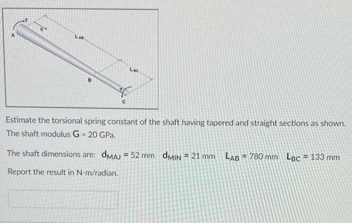 Solved Estimate the torsional spring constant of the shaft | Chegg.com