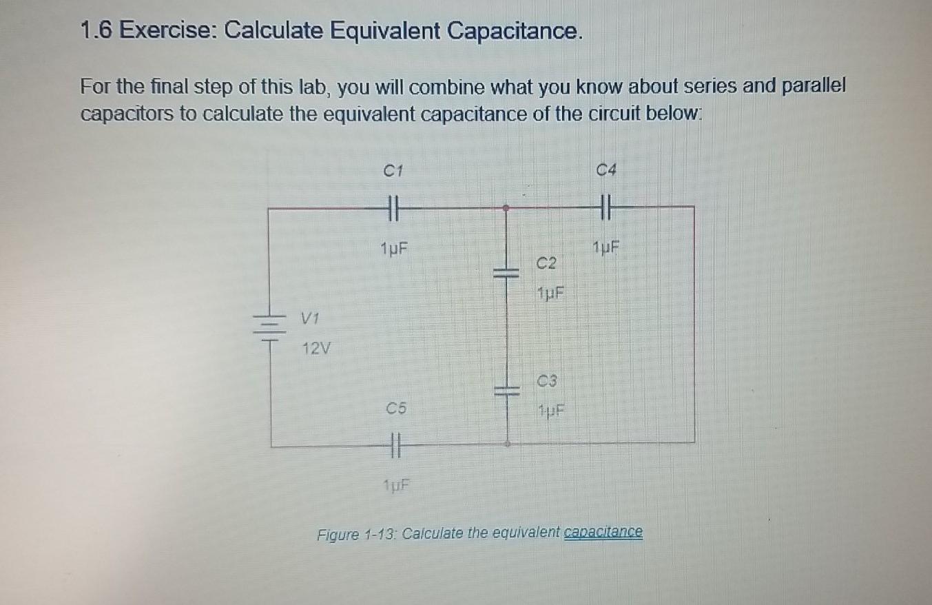 Solved 1.2 Exercise: Series Capacitance. In the first part | Chegg.com