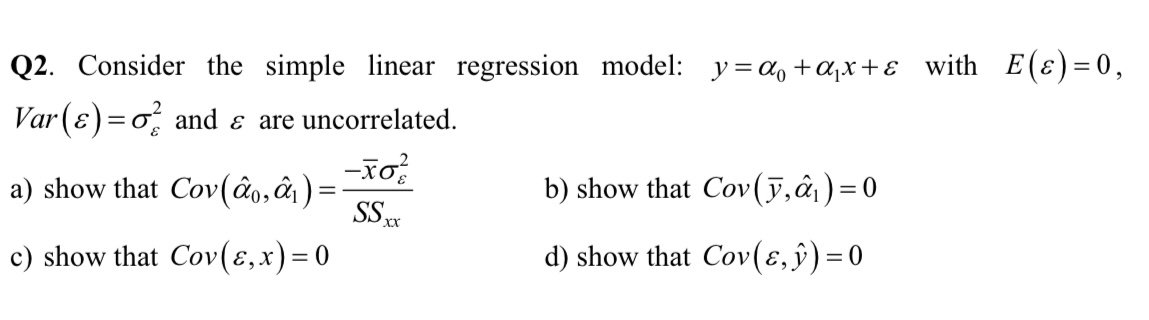 Solved Q2. ﻿Consider the simple linear regression model: | Chegg.com