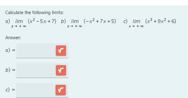 Solved Calculate the following limits: a) \\( \\lim _{x | Chegg.com