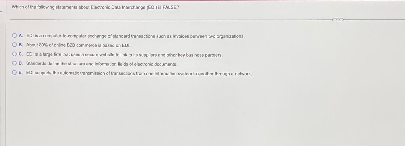 Solved Which of the following statements about Electronic | Chegg.com