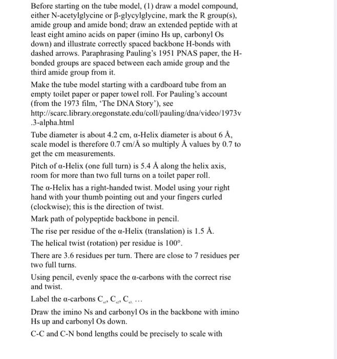 Solved Before starting on the tube model, (1) draw a model | Chegg.com